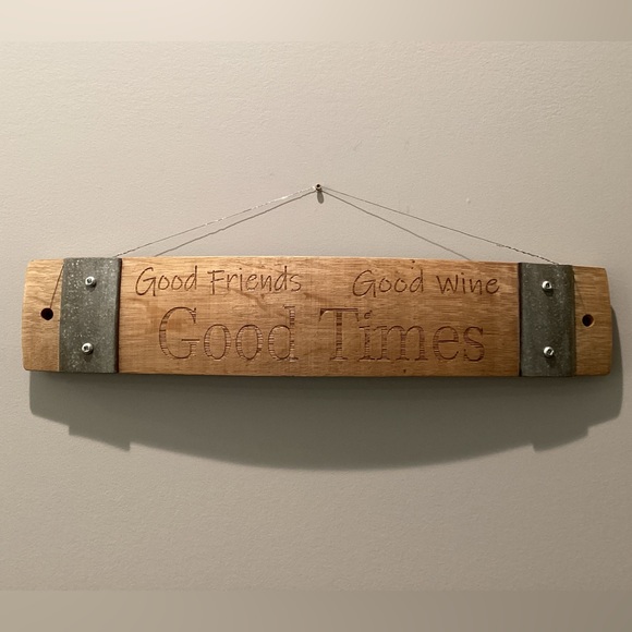 Wineyguys | Dining | Oak Metal Handmade Laser Engraved Wine Barrel Sign ...